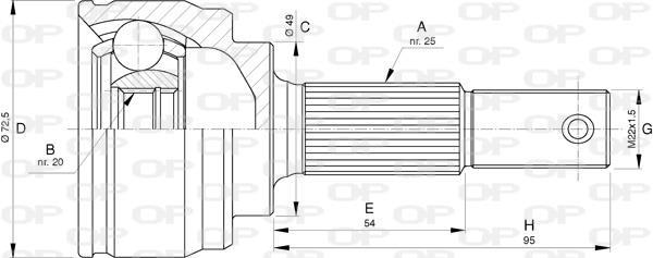 Juego de articulación, árbol de transmisión OPEN PARTS CVJ5752.10 al ...