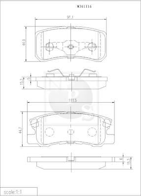 Jeu de 4 plaquettes de frein NIPPON PIECES SERVICES M361I16 au meilleur ...