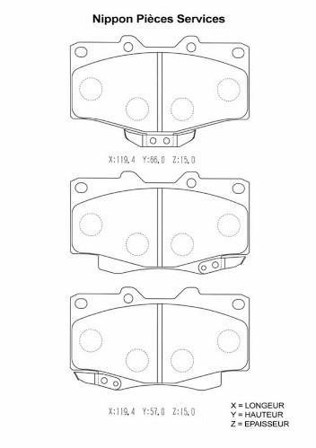 Jeu de 4 plaquettes de frein NIPPON PIECES SERVICES T360A54 au meilleur ...