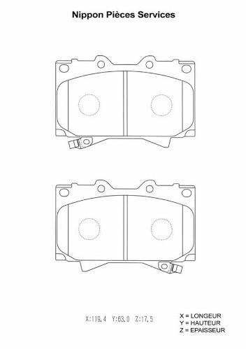 Jeu de 4 plaquettes de frein NIPPON PIECES SERVICES T360A97 au meilleur ...