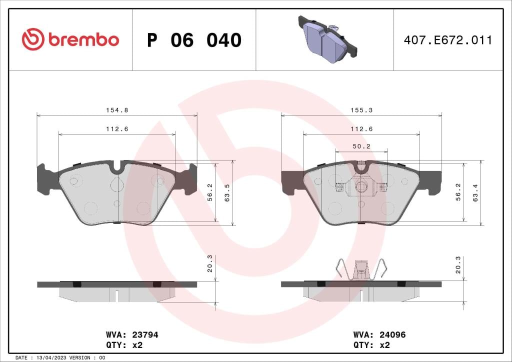 Jeu de 4 plaquettes de frein BREMBO P 06 040X au meilleur prix - Oscaro
