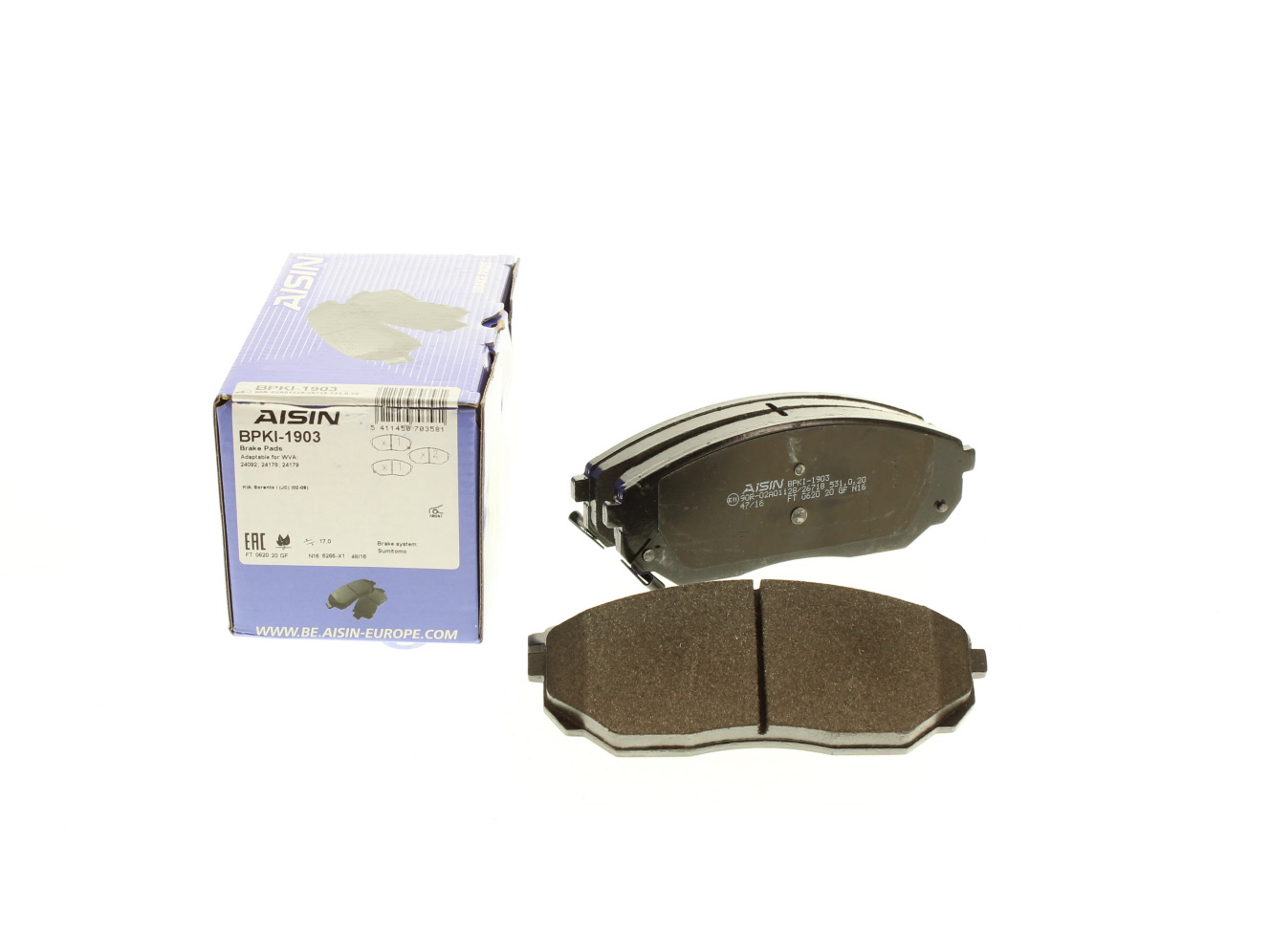 Jeu de 4 plaquettes de frein AISIN BPKI-1903 au meilleur prix - Oscaro